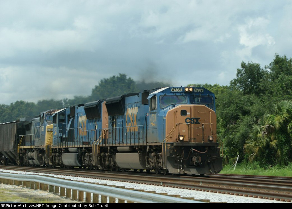 CSX 4739 leads a northbound of all covered hoppers. Looks like it may be from Bone Valley. CSX ...